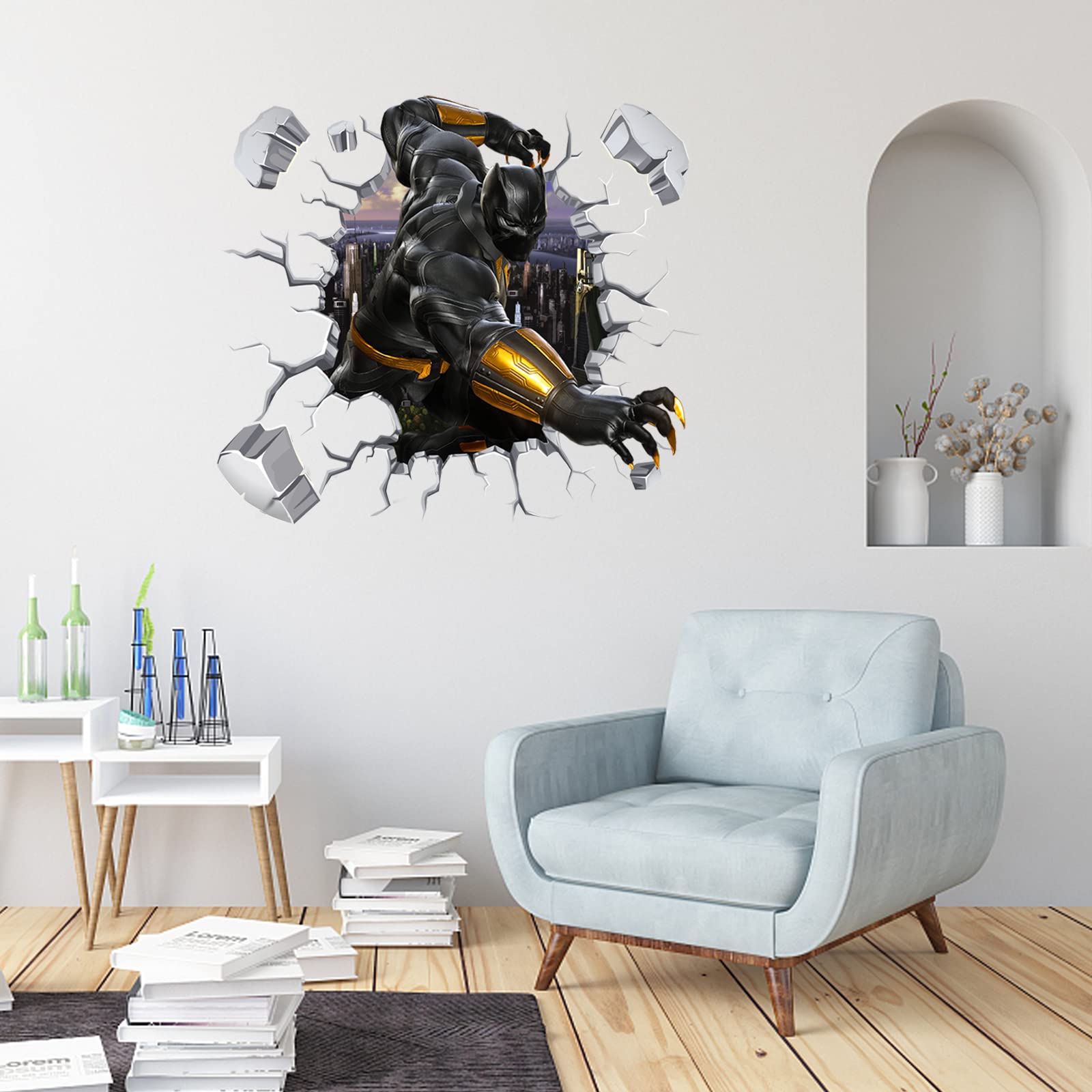 3D Superhero Wall Decals Realistic Self-Adhesive Vinyl for Bedroom Nursery Playroom Decoration Wall Stickers Gift Supplies(15.7inx19.7in)