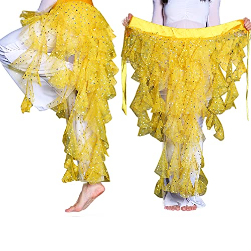 2022 Party Belly Dance Hip Scarf Waist Belt Skirt for Women/Children(Yellow) Medium