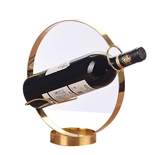 ZHIQ Single Bottle Countertop Wine Holder, Free Standing Metal Wine Rack, Wine Bottle Storage Holder, Display Shelf for Tabletop, Silver/Gold/Bronze