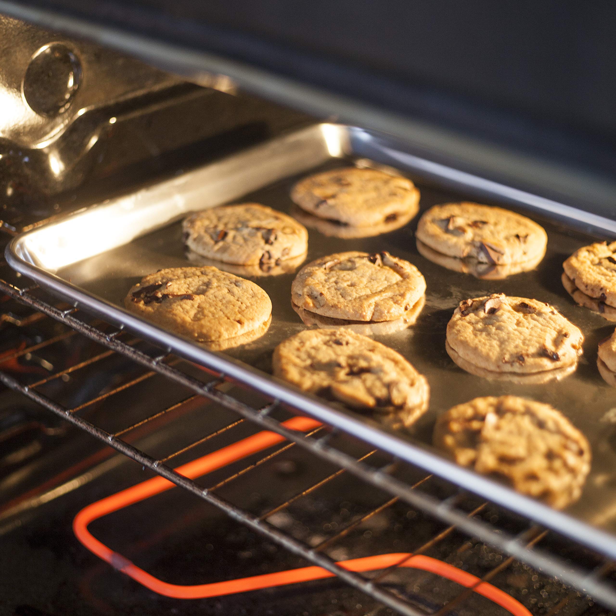 3 Pack Stainless Steel Wire Cooling, Baking, Roasting Rack with Aluminum Cookie Pan Tray Set- Heavy Duty, Commercial Quality - (1 Half Sheet, 1 Jelly Roll & 1 Quarter Sheet Pan Rack Sets)