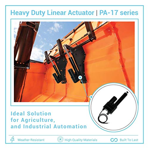 Progressive Automations 24V High Force Linear Actuator - 10 Inches Stroke, 2000 lbs Force, Heavy Duty Linear Actuator with Feedback IP65 Protection for Industrial Use, PA-17