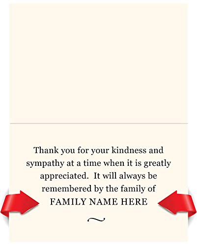MPC Brands Customized Personalized Funeral Bereavement Thank You Cards With Envelopes - Set of 50 (Custom Lily)