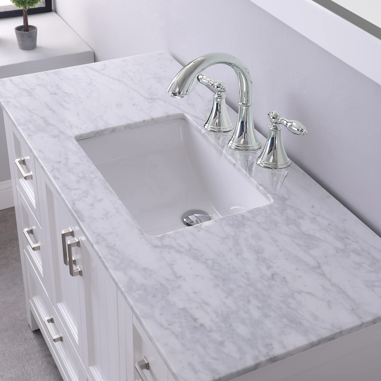 Altair Design Isla 48" Marble Countertop Single Vanity w/o Mirror Gray