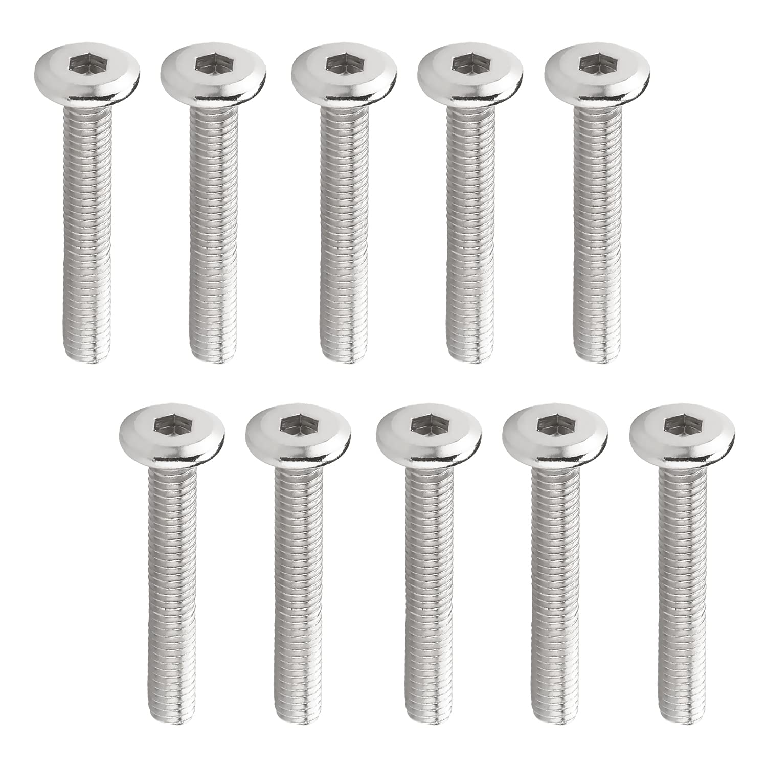 MroMax 20Pcs M6 x 40mm Flat Head Hex Socket Cap Screws Bolts, Nickel Plated Carbon Steel Fully Threaded Furniture Screws for Assemble Cabinets, Baby Beds, Tables and Chairs