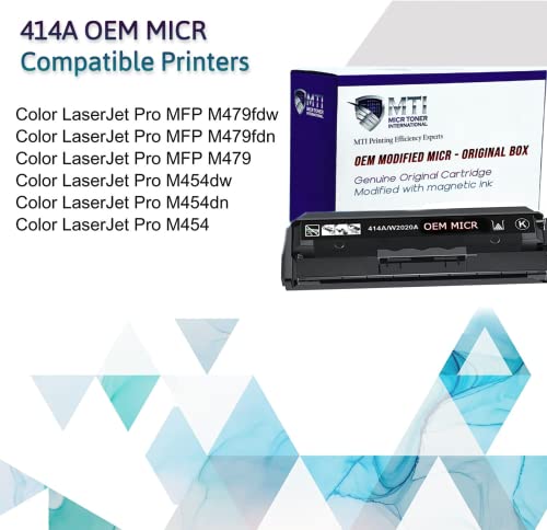 MTI Compatible 414A MICR OEM Modified Replacement for W2020A Toner | Color Enterprise M455dn MFP M480f Pro M454dw M454dn MFP M479fdw M479fdn Printer | Check Printing Magnetic Ink Cartridge