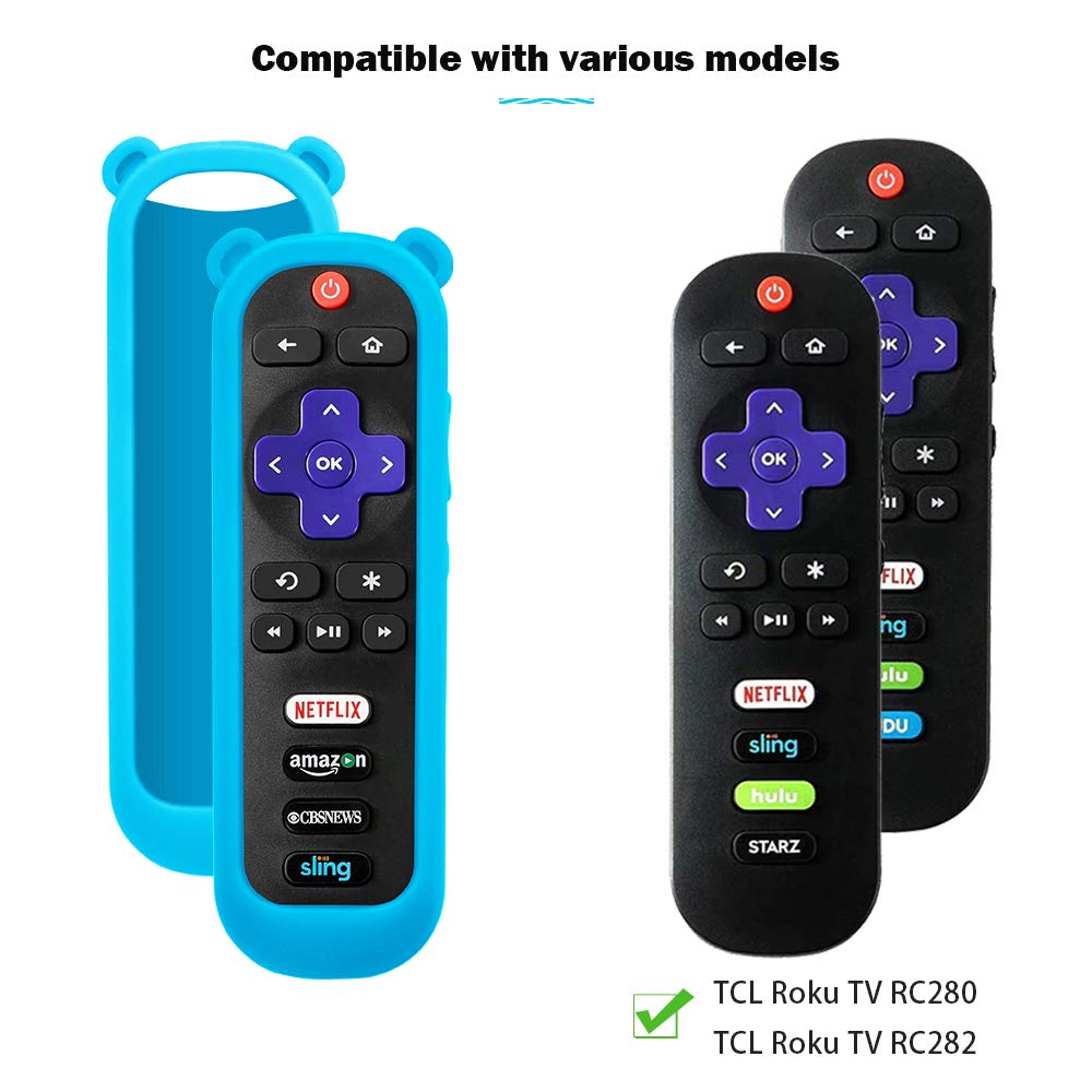 3 Pack TV Remote Case for TCL Roku TV RC280 Remote Control, Silicone Protective Controller Skin Lightweight Shockproof TCL Roku TV Remote Cover Cute Ear Shape Anti Slip Universal Replacement Sleeve