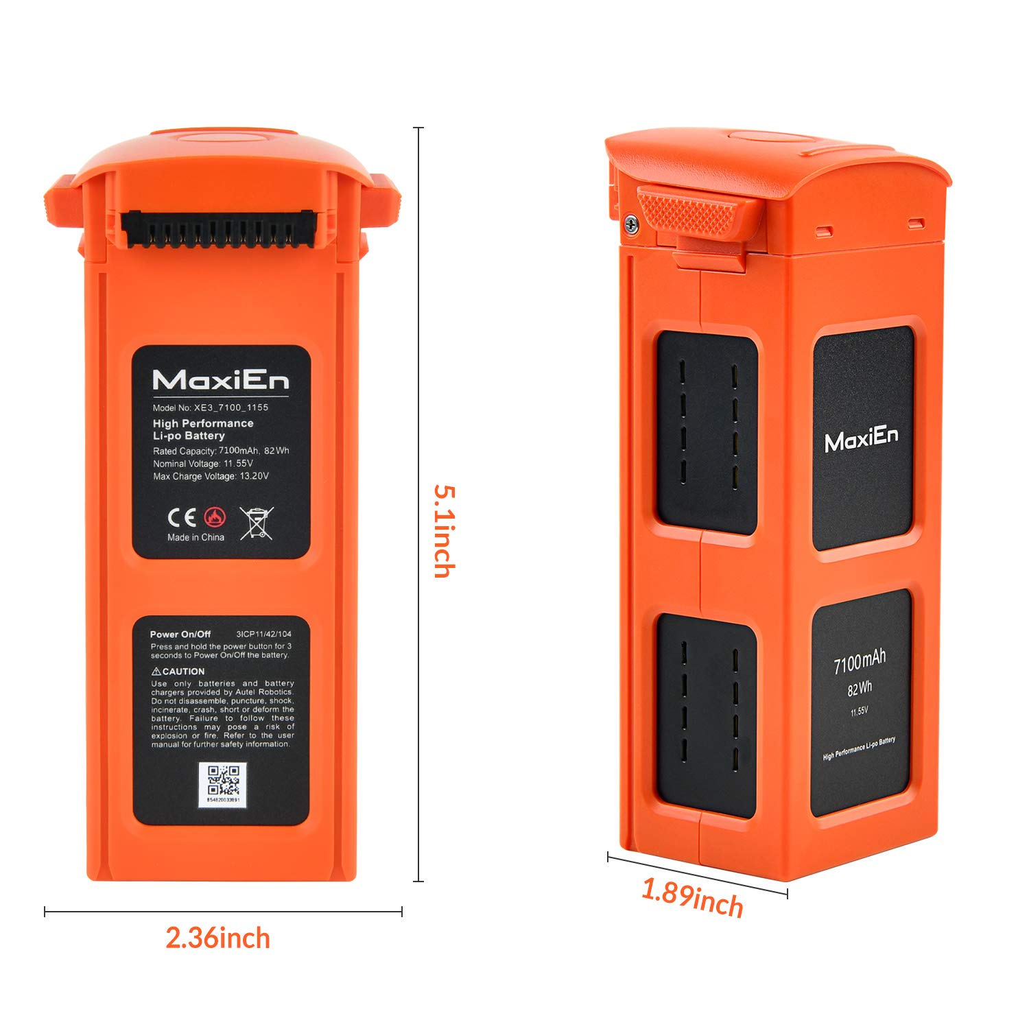 Autel Robotics EVO 2 Battery 7100 mAh 11.55V Smart Battery for EVO II/EVO II Pro/EVO 2 Enterprise/RTK/EVO 2 Dual 640T Drones(V2 & V3), 2025 N-e-w, Orange