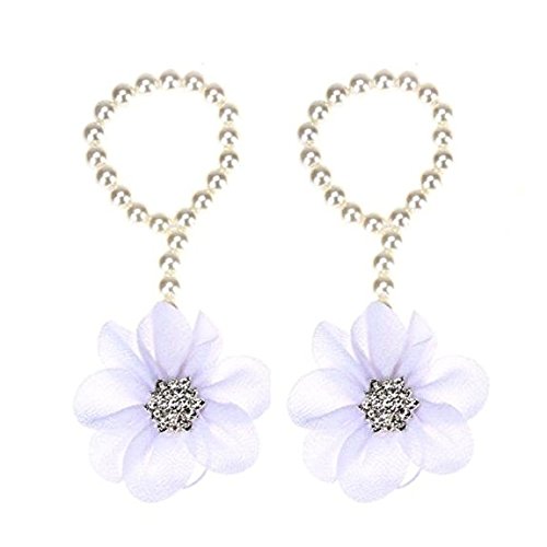 Baby Girl Foot Flower Shoes Barefoot Sandals Pearl Chiffon