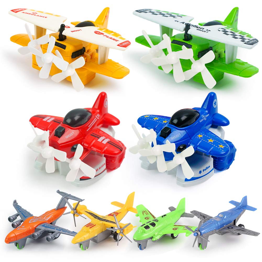 3 otters 8PCS Airplanes for Kids, Pull Back Airplanes Vehicle Playset Airplanes for Toddlers Friction Airplane Toy