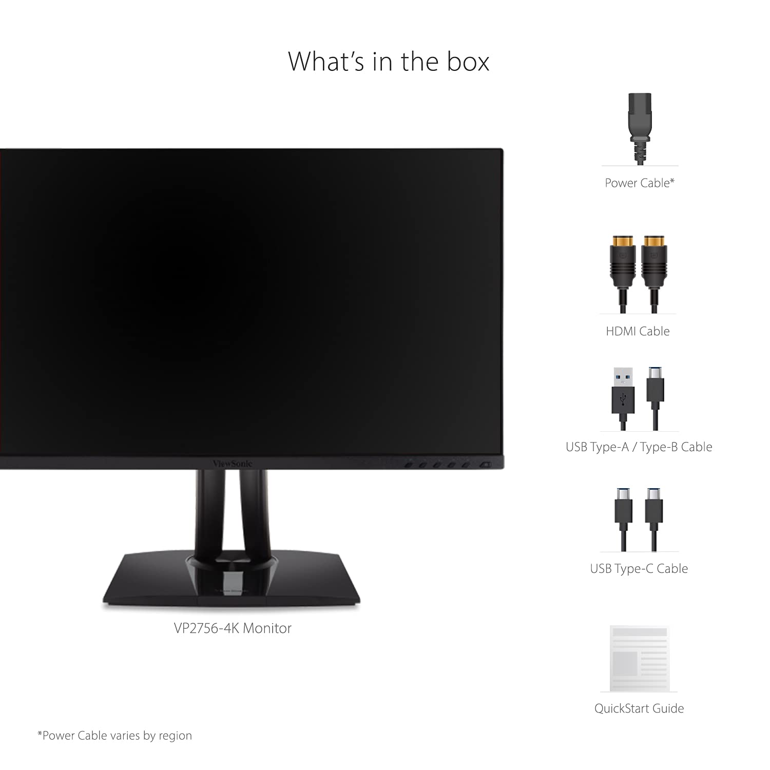 ViewSonic VP2756-4K 27 Inch 4K UHD IPS Ergonomic Monitor with Ultra-Thin Bezels, Color Accuracy, Pantone Validated, 60W USB C