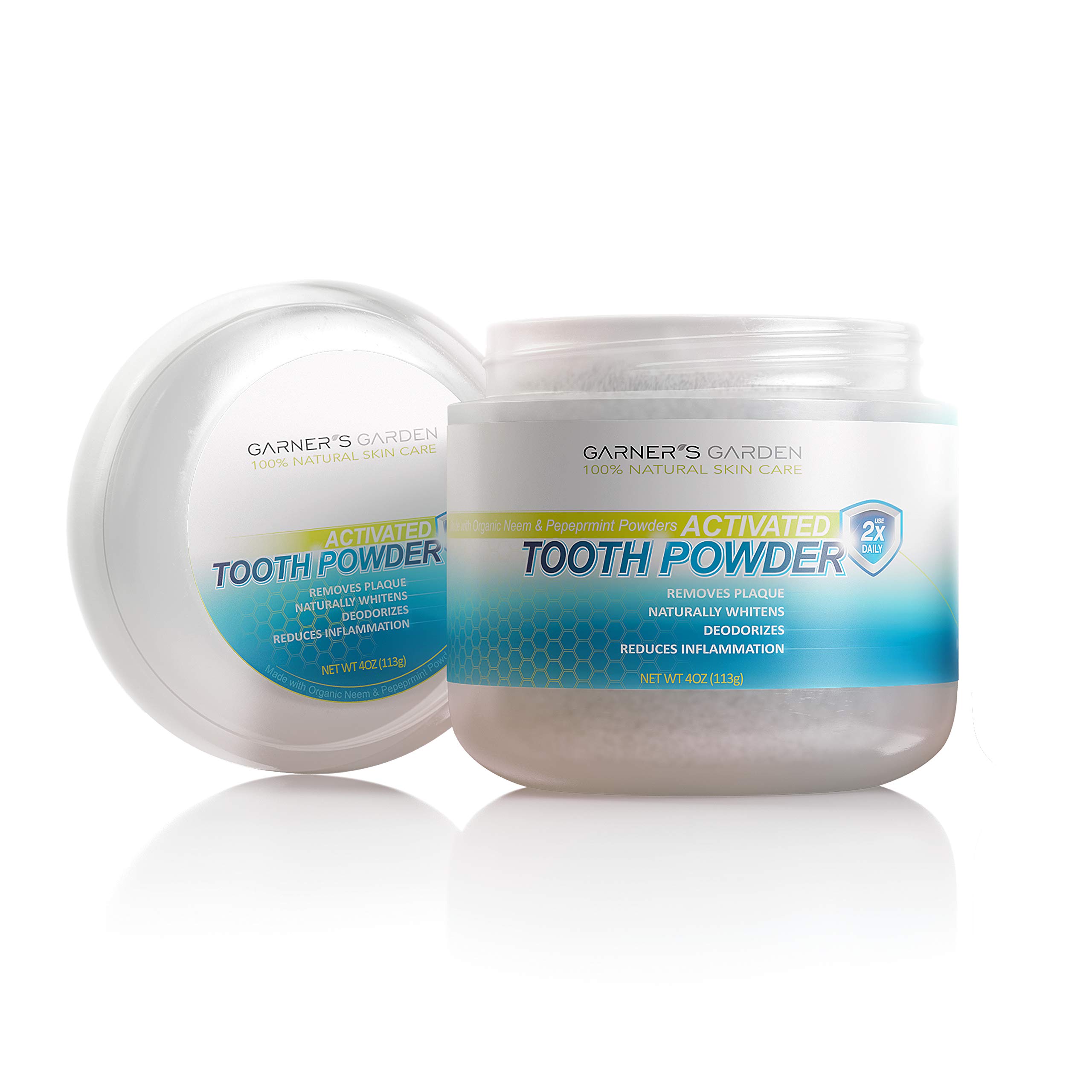 Garner's Garden Activated Tooth Powder 4 oz, Flouride Free, Remineralizes, Removes Plaque, Naturally Whitens, Deodorizes, Reduces Inflammation