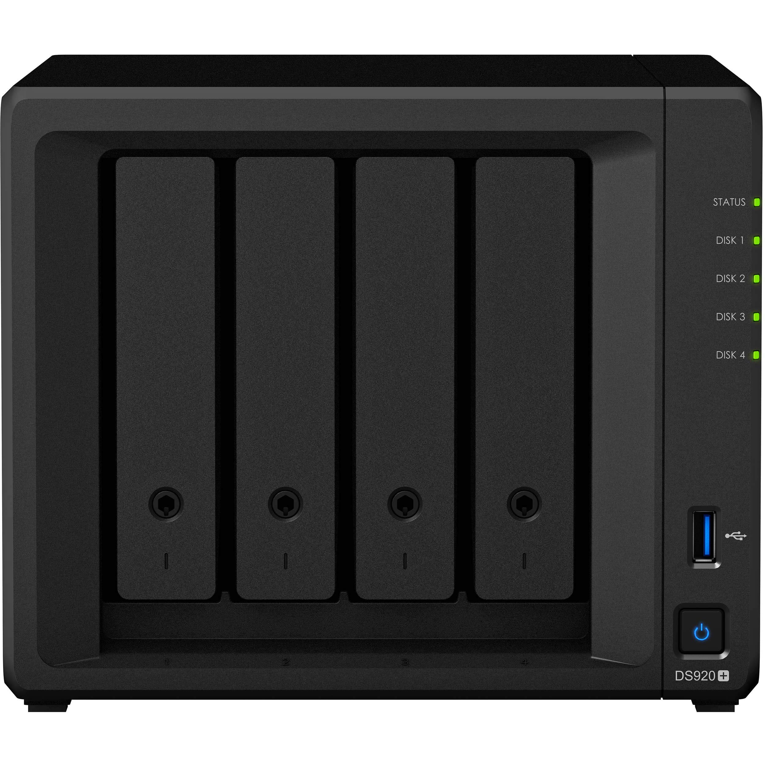 Synology DiskStation DS920+ NAS Server for Business with Celeron CPU, 8GB DDR4 Memory, 1TB M.2 SSD, 8TB HDD, DSM Operating System