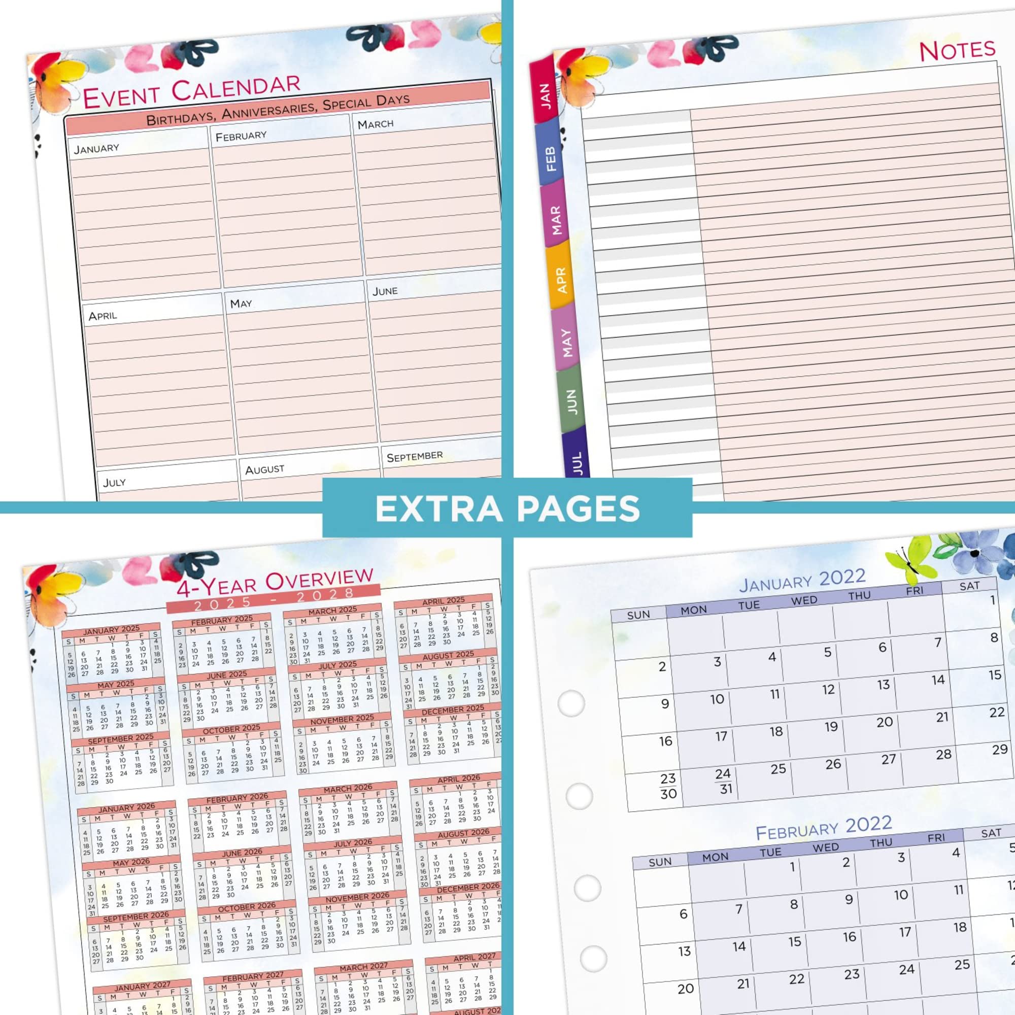 2022 Weekly & Monthly Planner Refill by AT-A-GLANCE, 52122 Day-Timer, 5-1/2" x 8-1/2", Size 4, Kathy Davis (KD81-285Y), Black