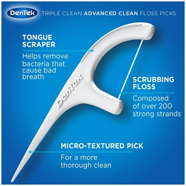 Dentek Triple Clean Floss Picks, Mouthwash Blast Fluoride Coating, 150-Count (2-Pack)