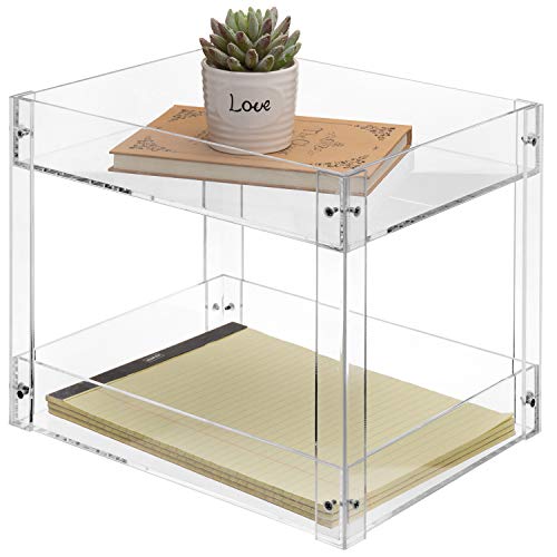 MyGift 2-Tier Clear Acrylic Desk Organizer Document Tray, Home Office Desktop Paper Tray