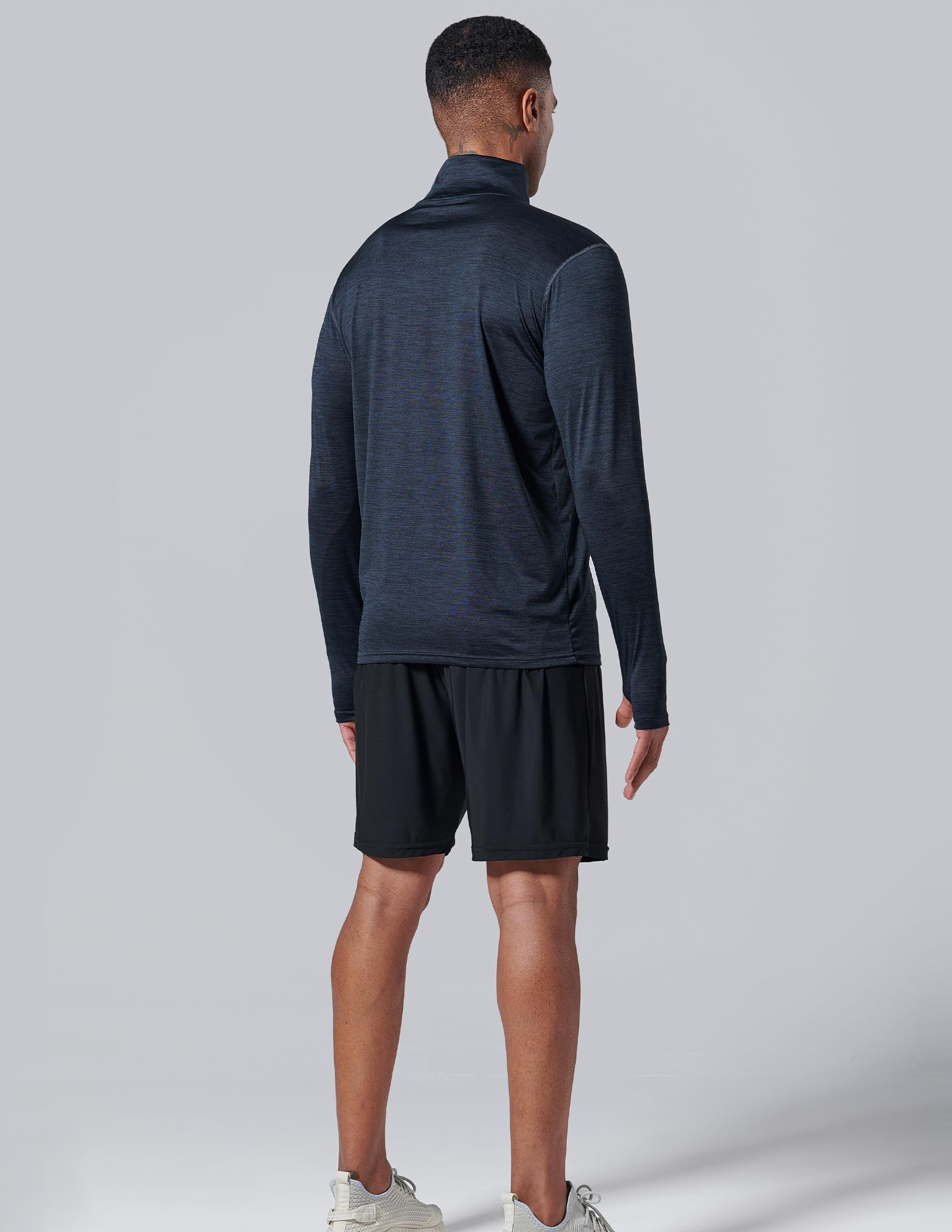 3 Pack: Men's Quarter 1/4 Zip Pullover Long Sleeve Workout Jackets, Athletic Dry Fit Running Shirts (Set 1, Small)