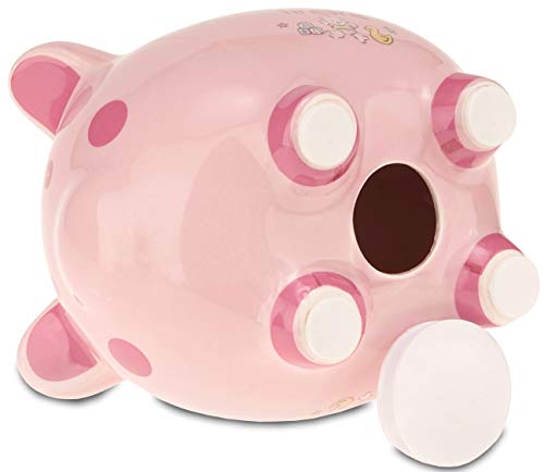 BRUBAKER My First Piggy Bank Gift Set for Baby Girl - 4 Pcs Keepsake Gift Set Includes Piggy Bank, First Curl, First Tooth and Photo Frame - Pink