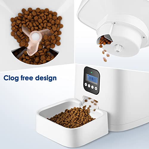 5L Automatic Cat Feeders, Farexon Auto Pet Feeder Dry Food Dispenser, Timed Cat Feeder with Dual Power Supply, Portion Control 1-4 Meals Daily, 10s Voice Recorder for Small & Medium Cats Dogs