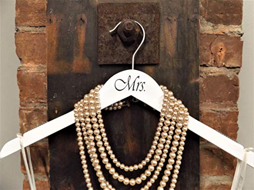NAHANCO MRSMRS20117 Same Sex, Gay Pride Hanger Set, White Wood Hangers with Black Imprint (Mrs. and Mrs.), 17” (2-Piece Set)