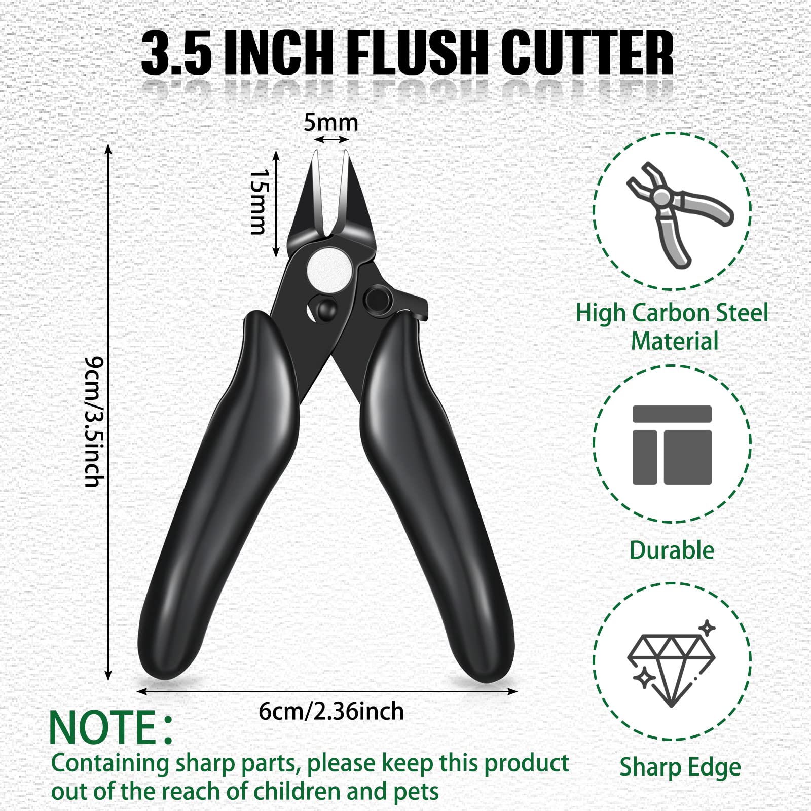 3 Packs 3.5 Inch Micro Cutter with Lock Flush Cutter Mini Wire Cutters Side Cutters Diagonal Cutting Pliers Small Flush Cut Pliers Jewelers Tools Soft Wire Snips Nippers for Electronic, Model, Black
