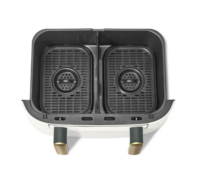 9QT TriZone Air Fryer with White Icing by Drew Barrymore - Large Capacity, Healthy Cooking, and Sleek Design (White)"