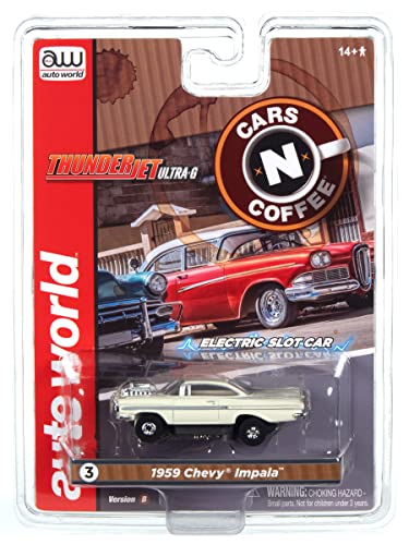 Auto World Thunderjet 1959 Chevrolet Impala Street Rod w/Blower (White) HO Scale Slot Car
