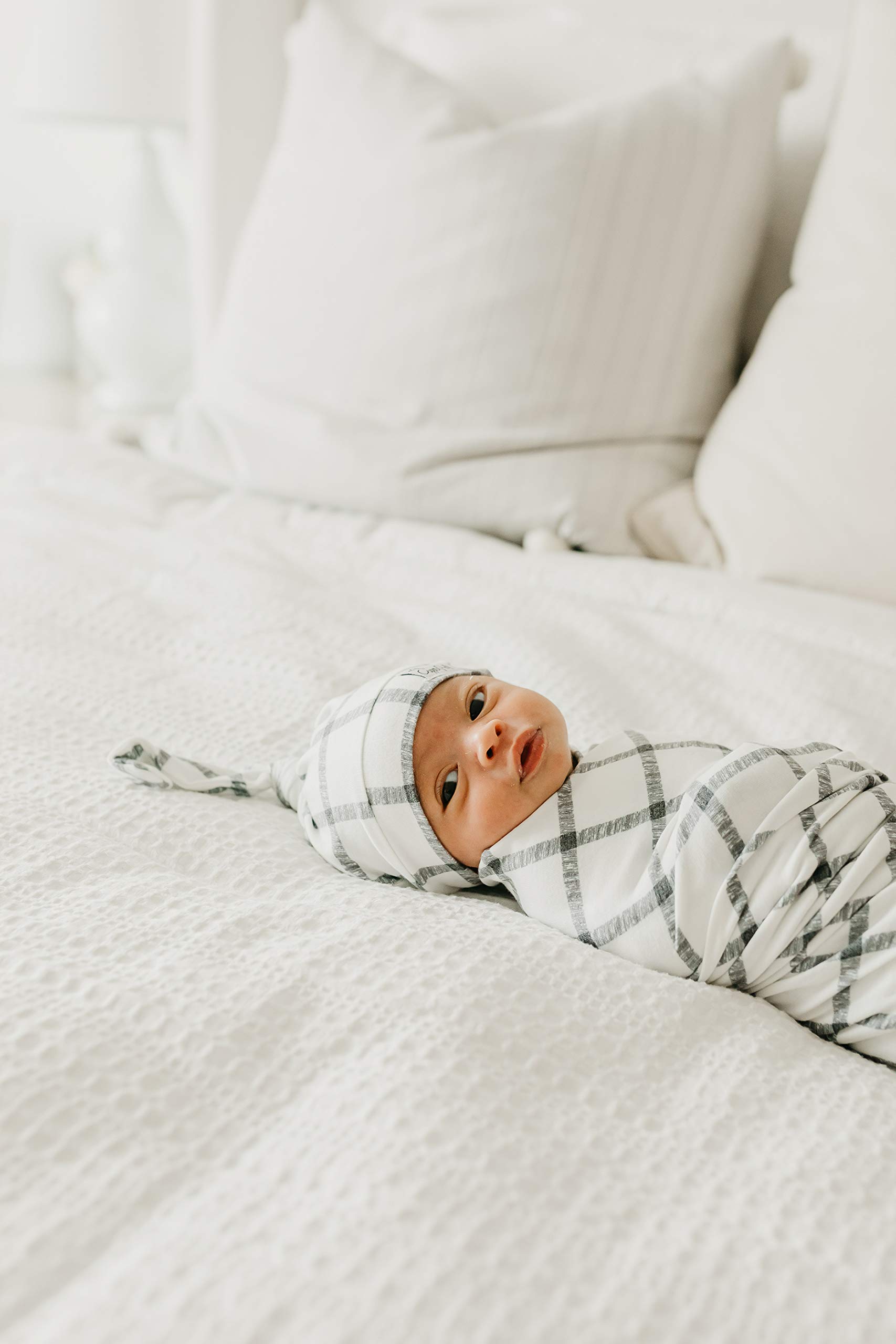 Large Premium Knit Baby Swaddle Receiving Blanket "Ledger" by Copper Pearl