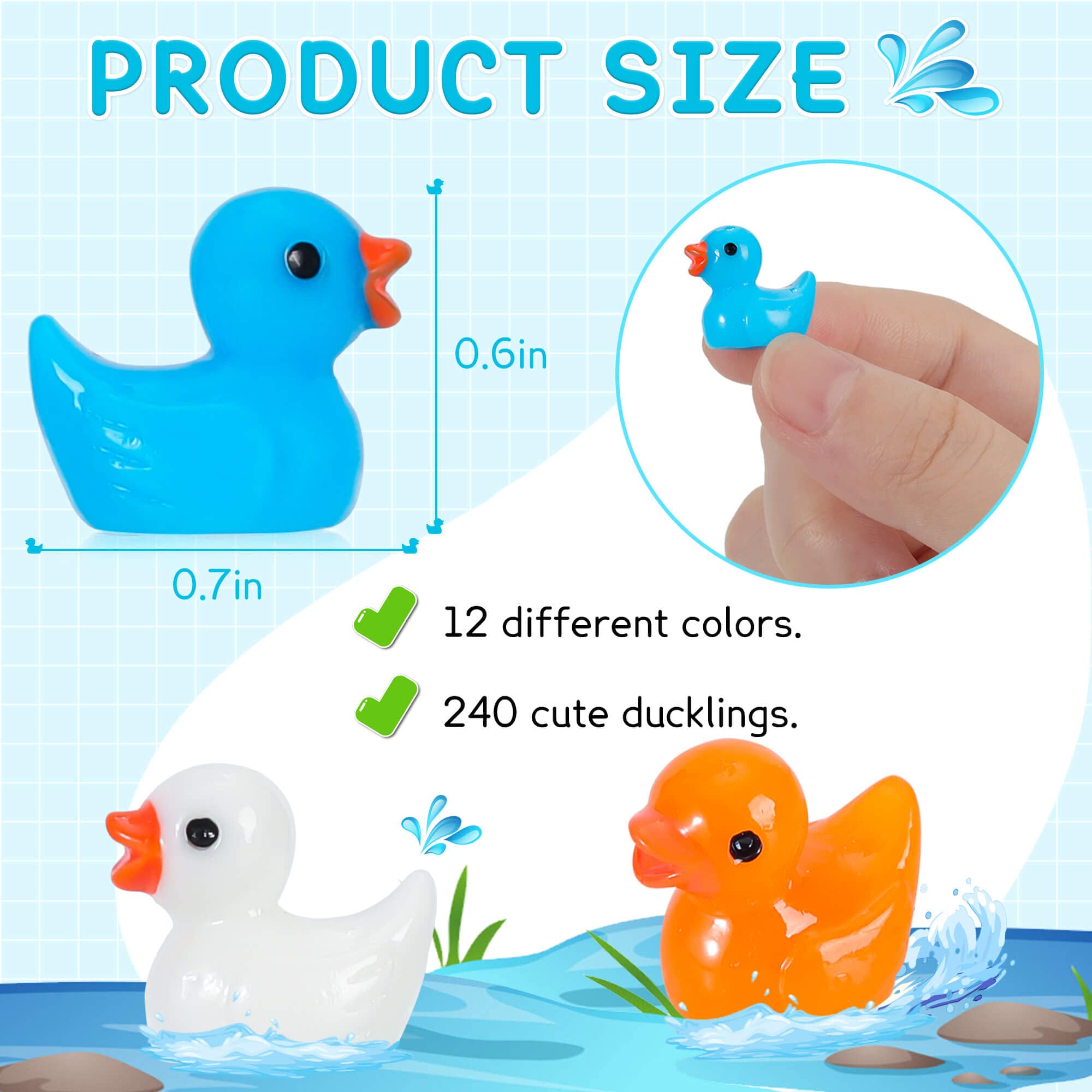 240 Pieces Tiny Ducks Mini Resin Duck Slime Charms Bead Miniature Duck Figures Ornament Potted Plants Decoration