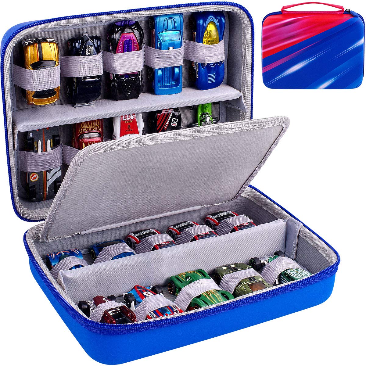20 Toys Organizer Storage Compatible with Hot Wheels Car, Display Case Storage for Matchbox Cars, Mini Toys, Small Dolls, Carrying Box for Hotwheels Car (Box Only)
