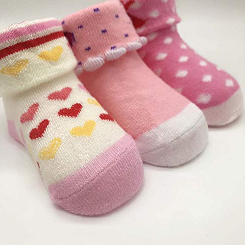 WAFUNNE Baby Girl Socks for Infant Toddler with Grips Anti Slip Cotton 6-12 Months