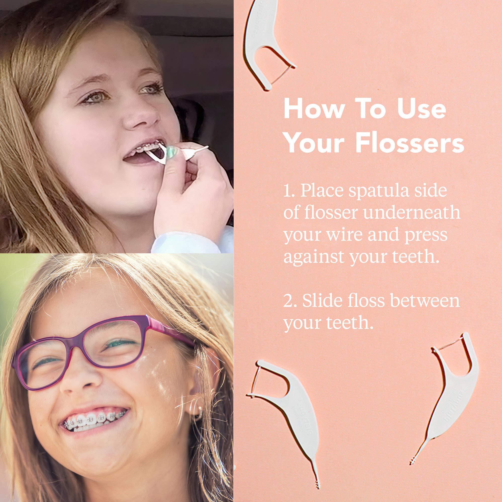 Platypus Orthodontic Flossers - Dental Floss Picks for Braces and Orthodontic Toothbrush Bundle - 2 Packs Ortho Flossers and 1 Ortho Toothbrush