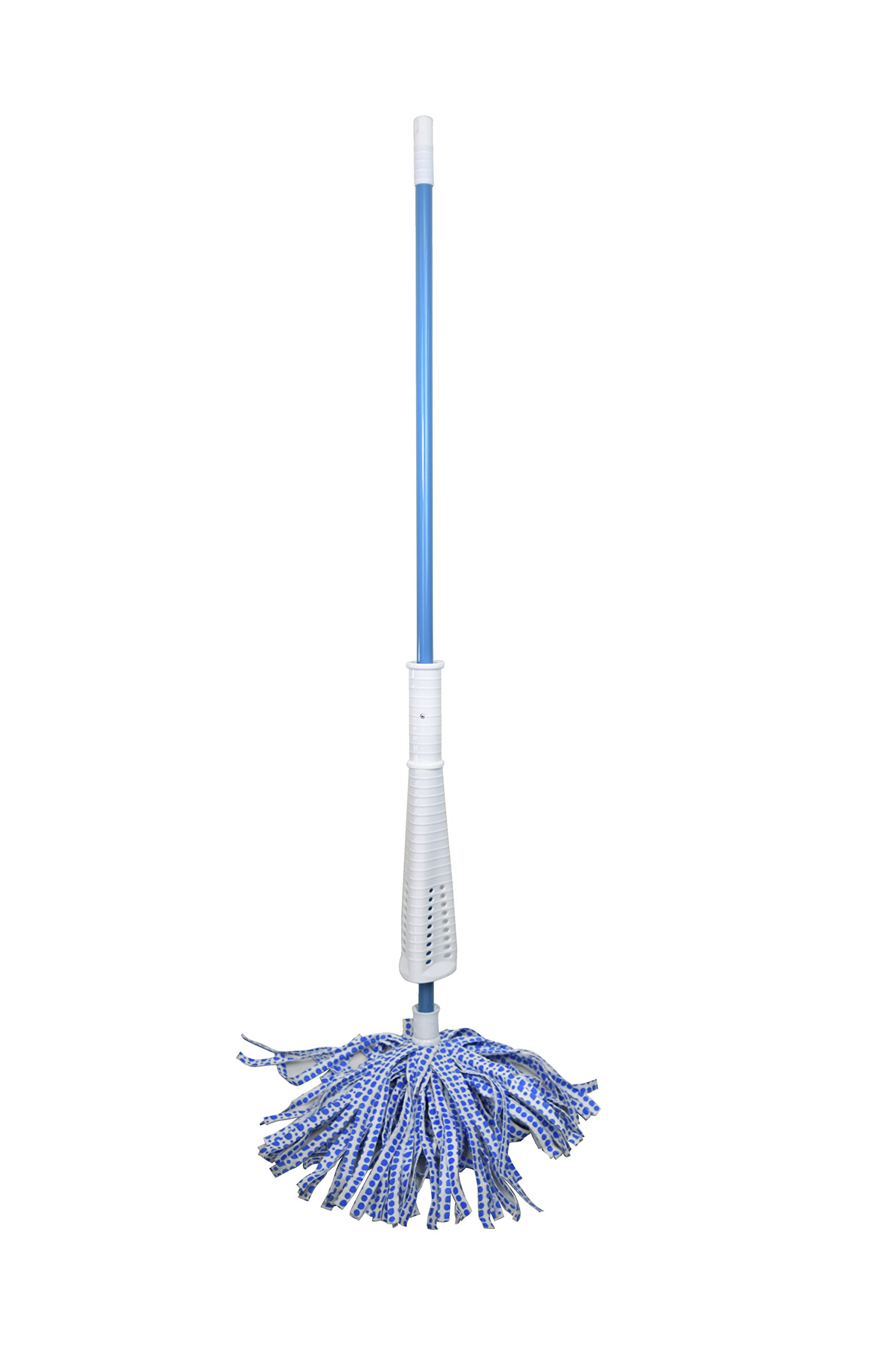 EVERCLEAN Self Wringing Cone Mop - Premium Microfiber Mop Head is Machine Washable with No Slip Hand Grip - Aqua/White (7140)