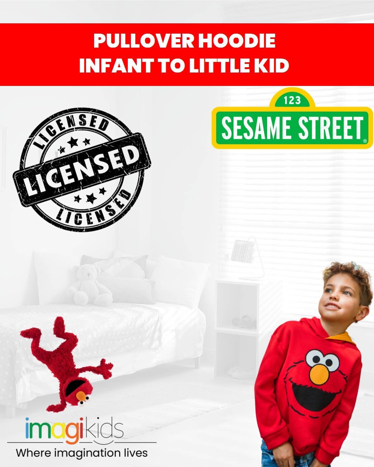 Sesame Street Elmo Infant Baby Boys Fleece Pullover Hoodie 24 Months