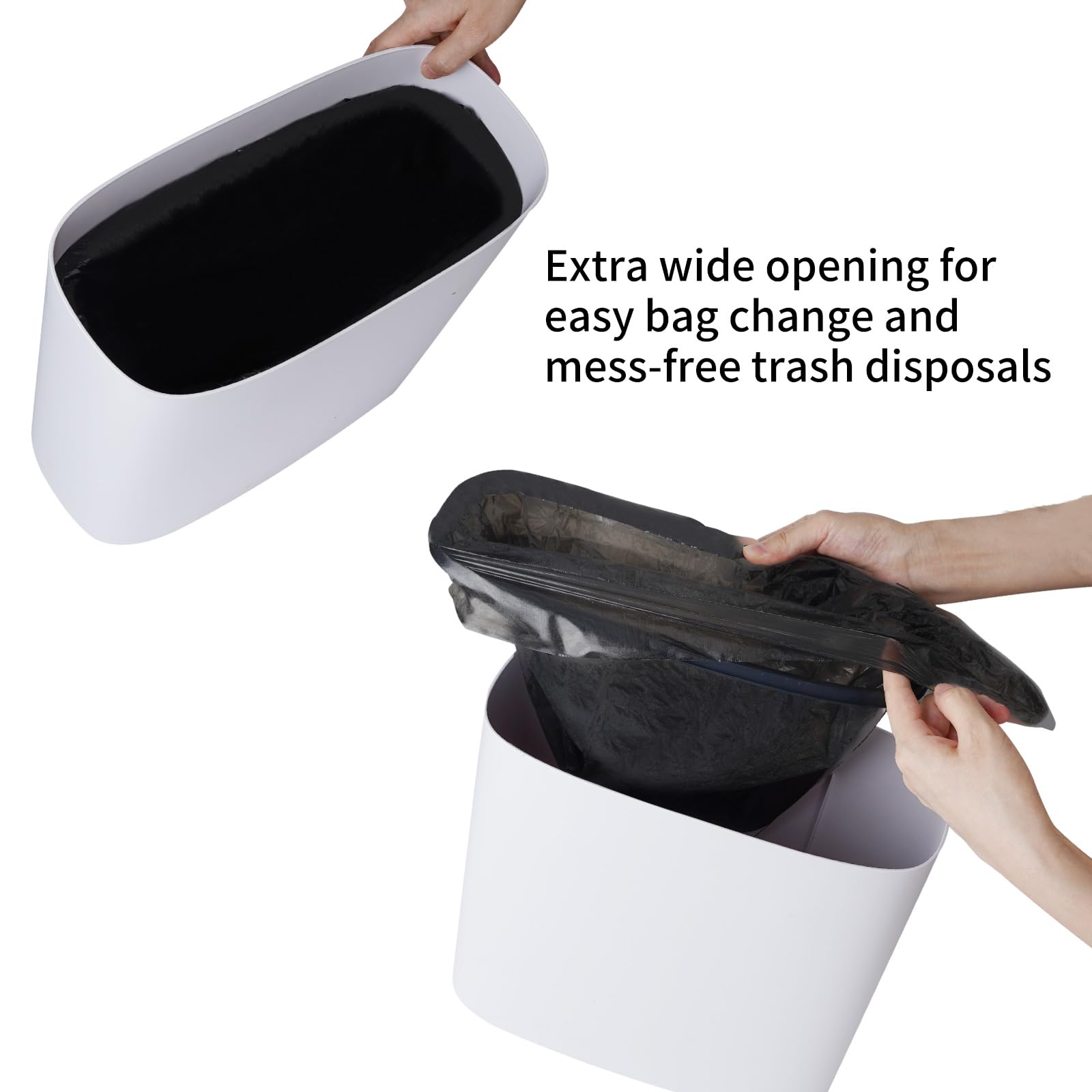 4 Gallon Garbage can,Small Bathroom Trash Can,Smart Trash can, Extra Wide Opening, Automatic Opening and Closing lid, Motion Sensor, Non-Contact Trash can with lid for Kitchen Bathroom Office