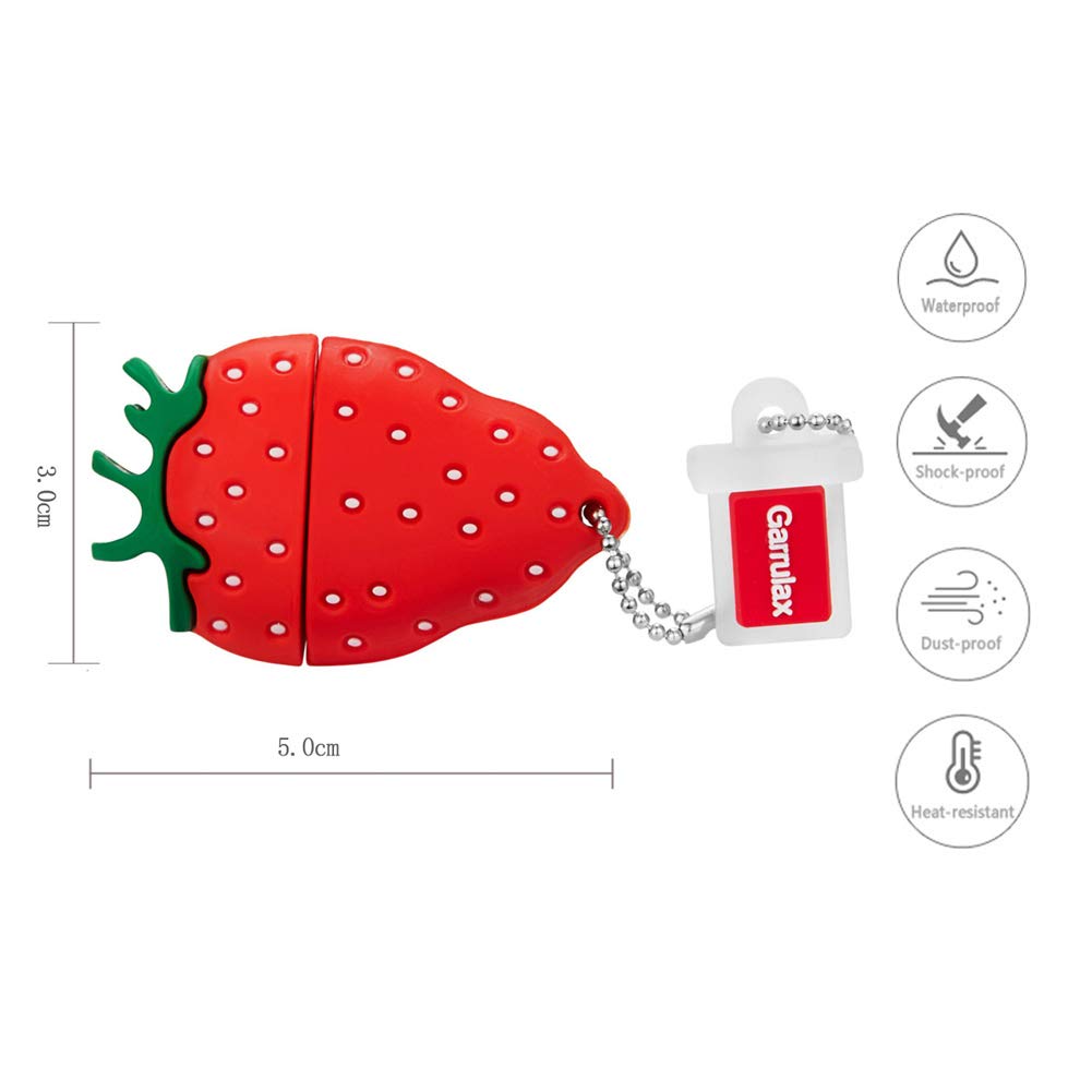 GARRULAX USB Flash Drive, 8GB / 16GB / 32GB Novelty Cute Cartoon USB Memory Stick Date Storage Pendrive Thumb Drives for Kids Children Collegue Student (32GB, Strawberry)