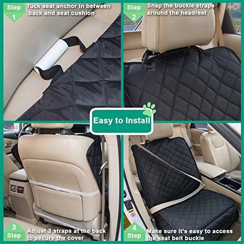 HAPYFOST Waterproof Front Seat Cover Dog Car Seat Covers Nonslip and Full Protection with Side Flaps Fits Most Cars, Trucks, SUVs(Black)
