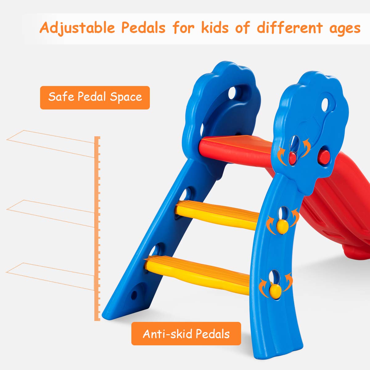 BABY JOY Folding Slide, Indoor First Slide Plastic Play Slide Climber for Kids (Floral Rail)