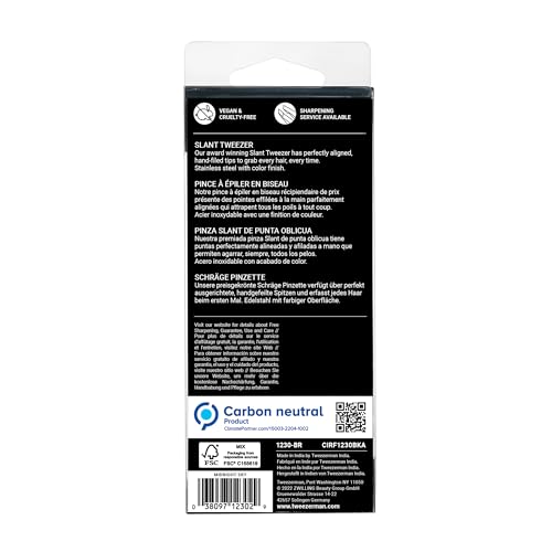 Tweezerman Stainless Steel Slant Tweezer - Eyebrow Tweezers for Women and Men (Black)