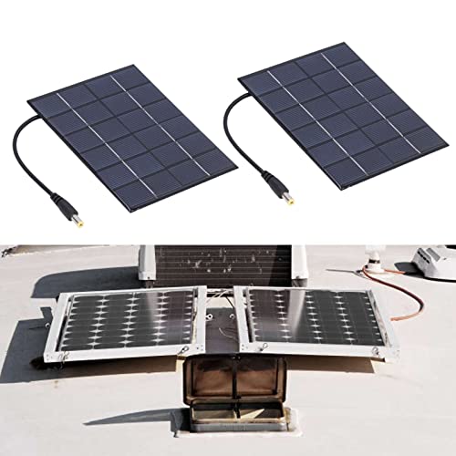 2Pcs Solar Panels Dc5521 2W Solar Energy Battery Charger 3.7V Rechargeable 3.7V Battery Polysilicon 0 330Ma Material 7.5V for 6V Charger Power Short Circuit Voltage Battery