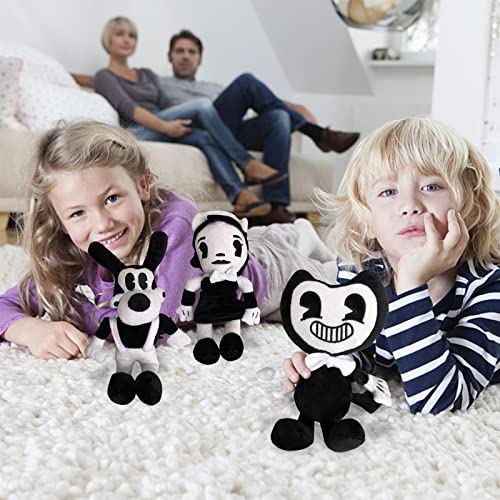3PCS Bendy Plush Toy Set - Cute Horror Game Dolls, Soft Stuffed Animals for Kids & Fans