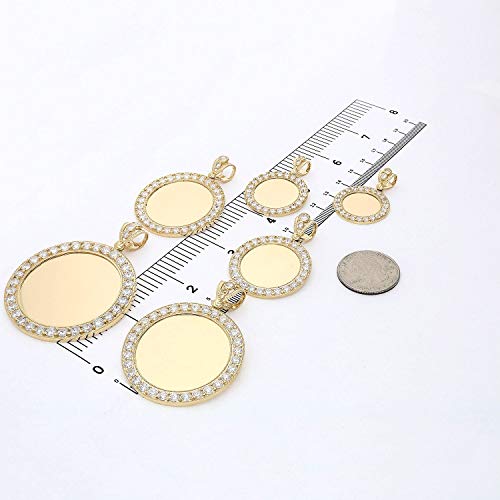 14K Yellow Gold Simulated Diamond Picture Memory Frame Medallion Pendant 24-50mm, 27mm