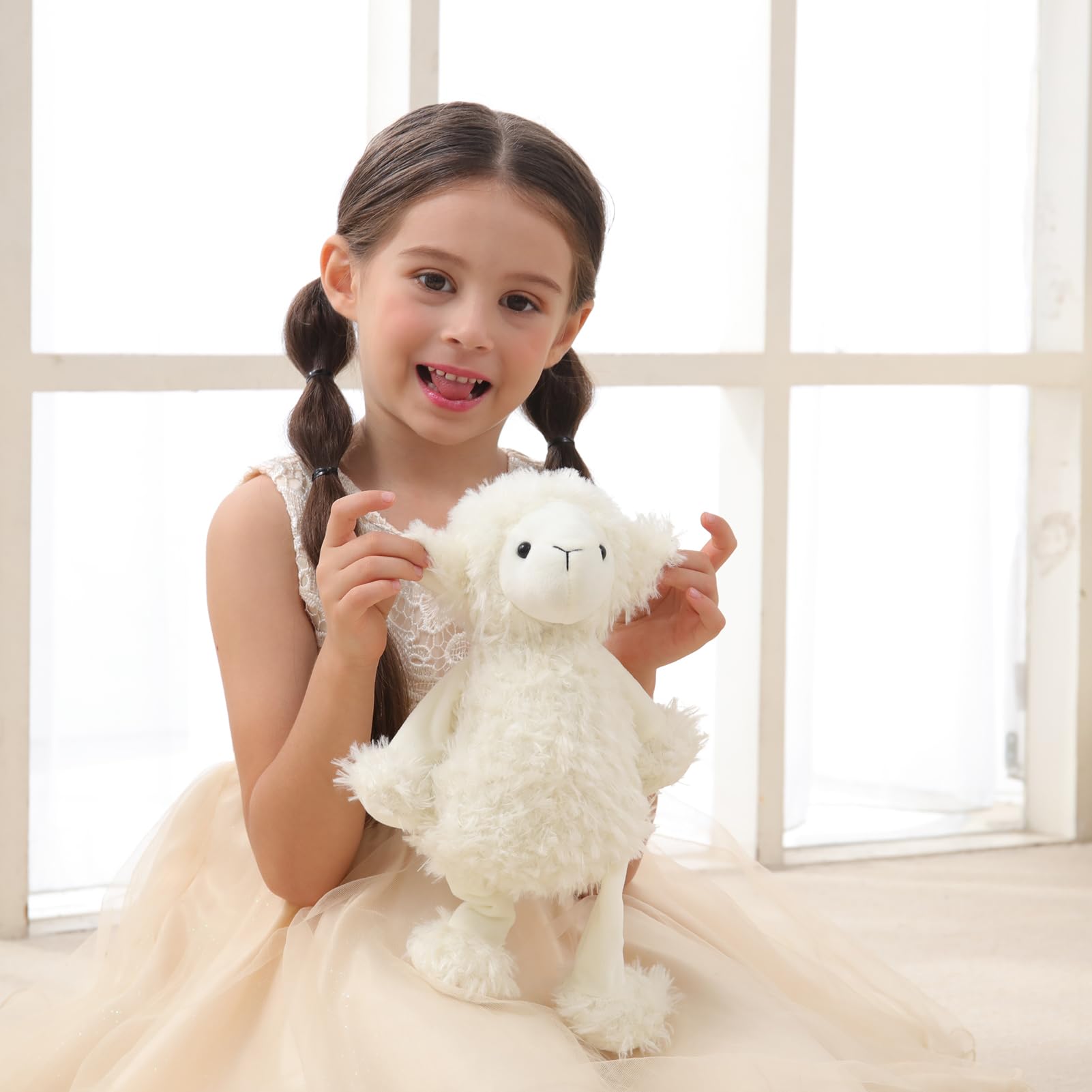 Apricot Lamb Toys Plush White Plush Lamb Stuffed Animal Soft Cuddly Perfect for Child (White Plush Lamb ,8.5 Inches