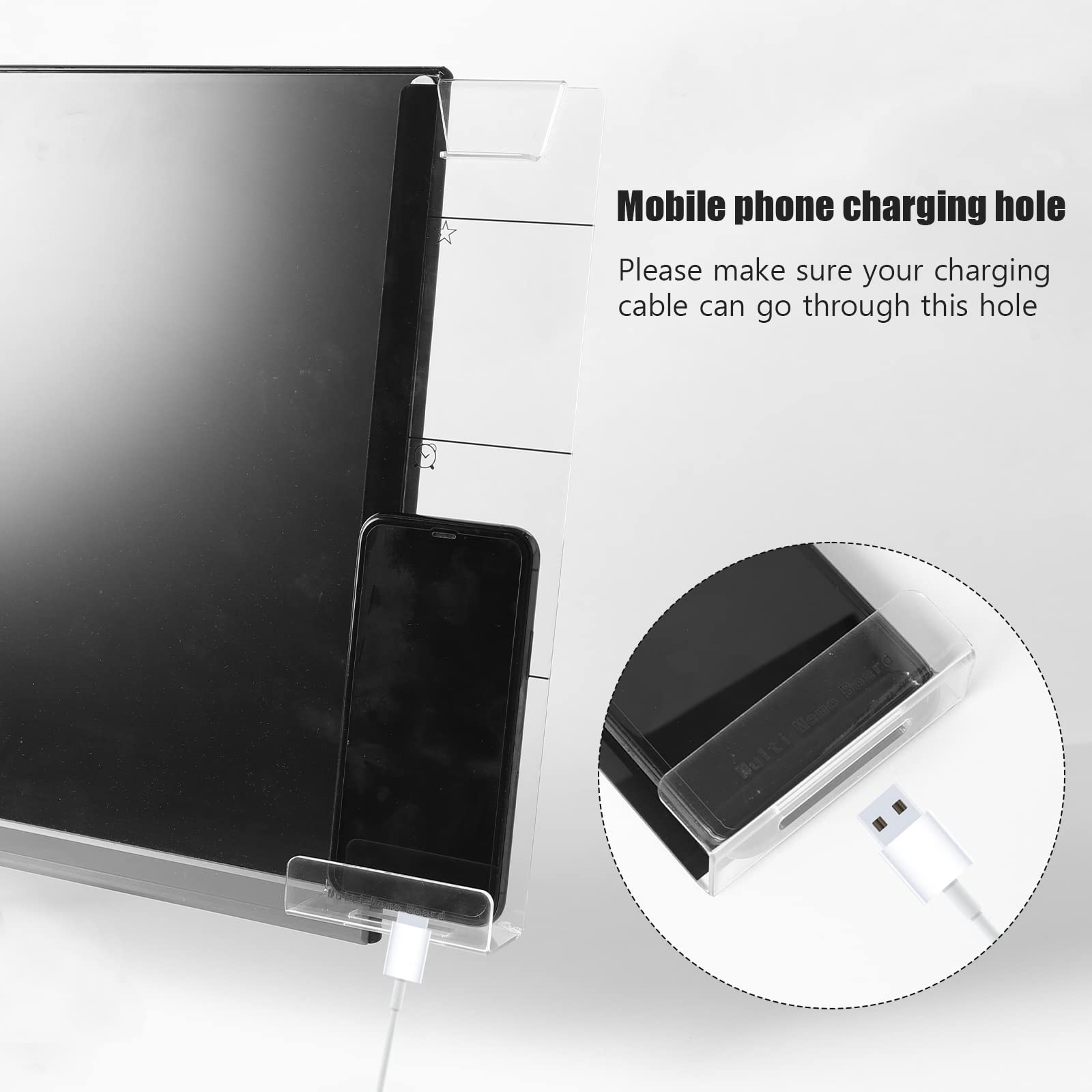 2 Pcs Acrylic Memo Board Computer Monitor Side Panel Transparent Multifunction Message Board with Phone Holder for Home Office Desktop (Left and Right)
