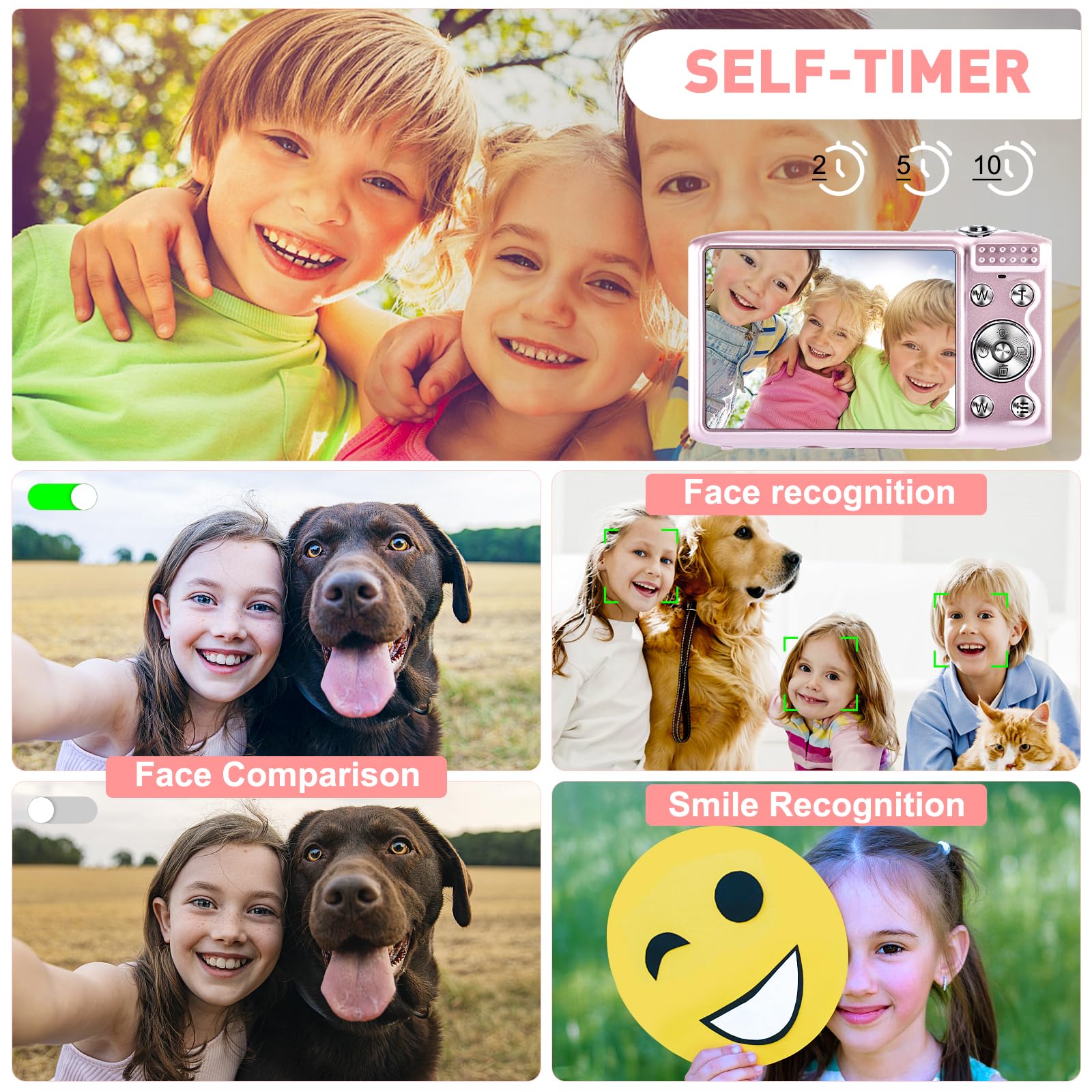 48MP 4K Digital Point and Shoot Camera, Compact Digital Camera with 2.88' IPS Screen for Photo and Video, Small Digital Camera Support 16X Zoom Macro Mode and Flash, Beginner Camera for Teens