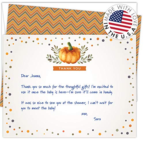 Koko Paper Co Fall Thank You Cards | 25 Flat Note Cards and Envelopes | Printed on Heavy Card Stock.