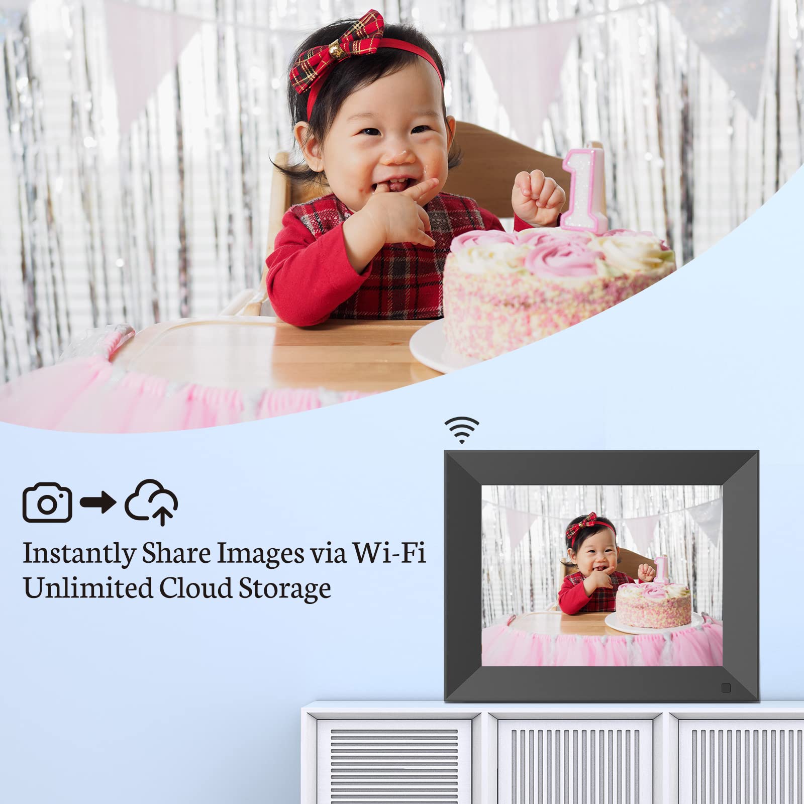 BSIMB Smart WiFi Digital Picture Frame, Electronic Photo Frame with IPS Touch Screen, 32 GB Internal Memory, Sharing Photos/Videos via App Email