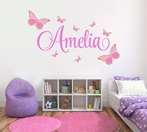 Butterfly Wall Decals - Custom Name Wall Decal β Baby Girl Wall Decor - Personalized Name Wall Decals for Girls β Kids Bedroom Nursery Decor - Butterflies Sticker