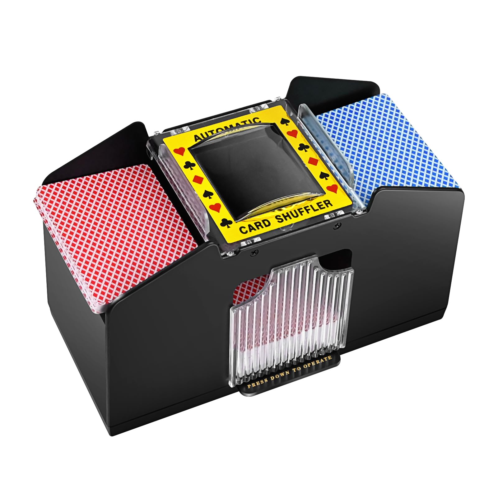 Nileole 2/4/6 Deck Automatic Card Shuffler, Battery-Operated Electric Shuffler, Casino Card Game Table Accessories for Travel, UNO, Phase 10, Skip-Bo, Texas Hold'em (Black, 4 Decks)