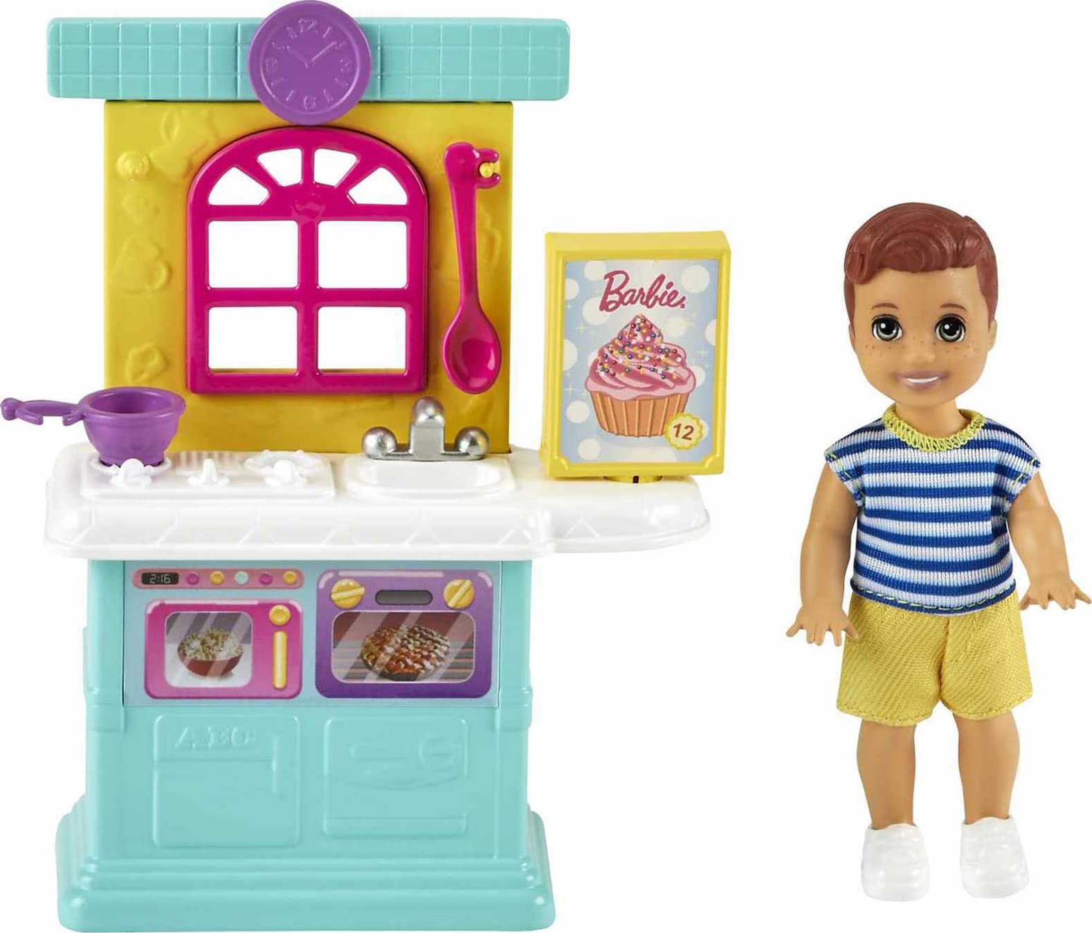 Barbie Skipper Babysitters Inc. Accessories Set with Small Toddler Doll & Kitchen Playset, Plus Dessert Mix Box, Bowl & Spoon, Gift for 3 to 7 Year Olds, White