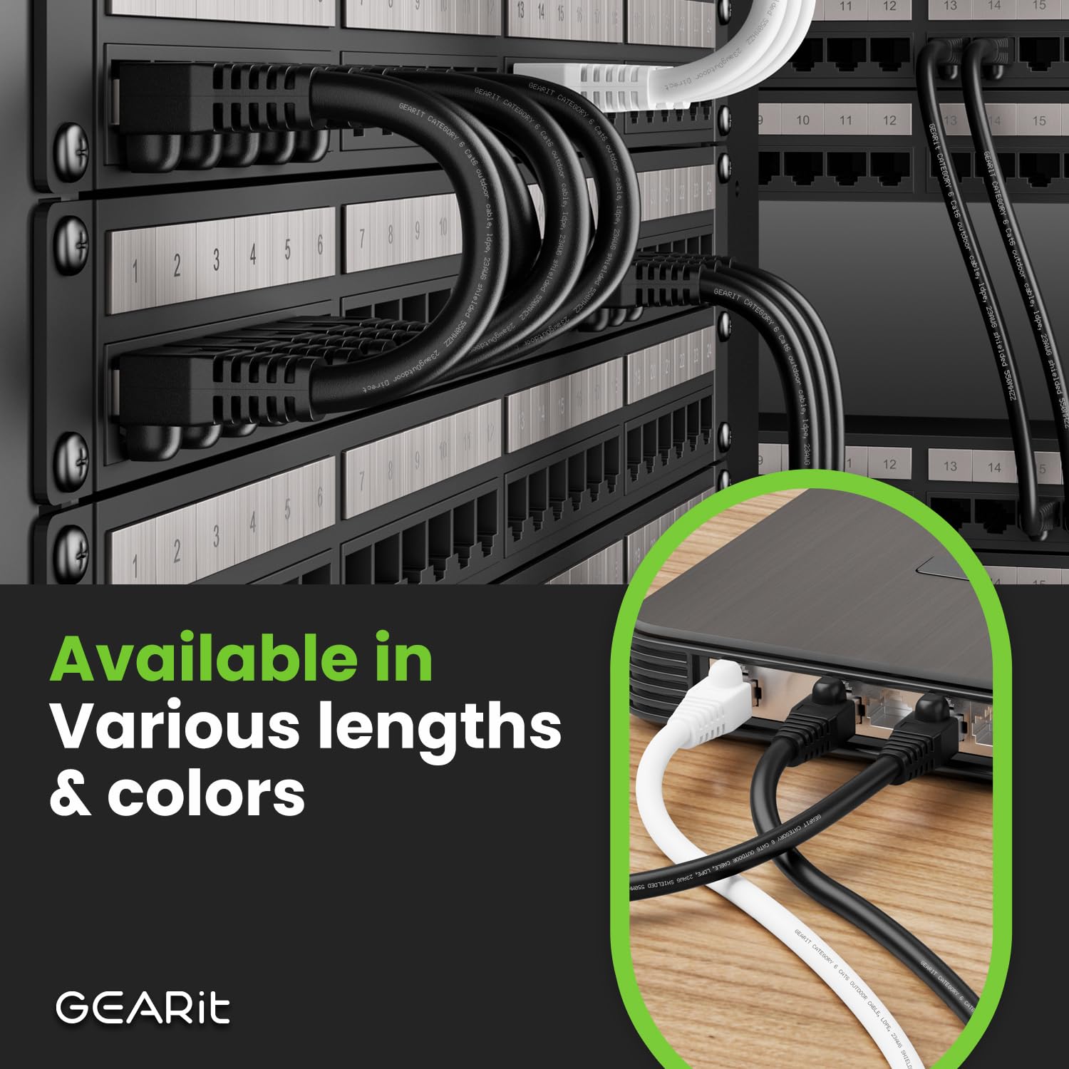 GearIT Cat6 Outdoor Ethernet Cable (200ft) 23AWG Pure Copper, FTP, LLDPE, Waterproof, Direct Burial, In-Ground, UV Resistant, POE, Network, LAN, Internet, Cat 6, Cat6 Cable - 200 Feet
